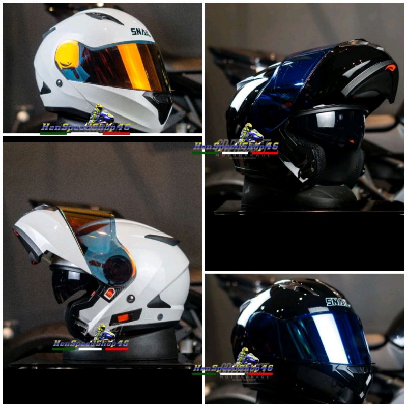 Jual HELM SNAIL M1 MODULAR WHITE BLACK GLOSSY BLACK DOFF MODULAR SNIAL ...