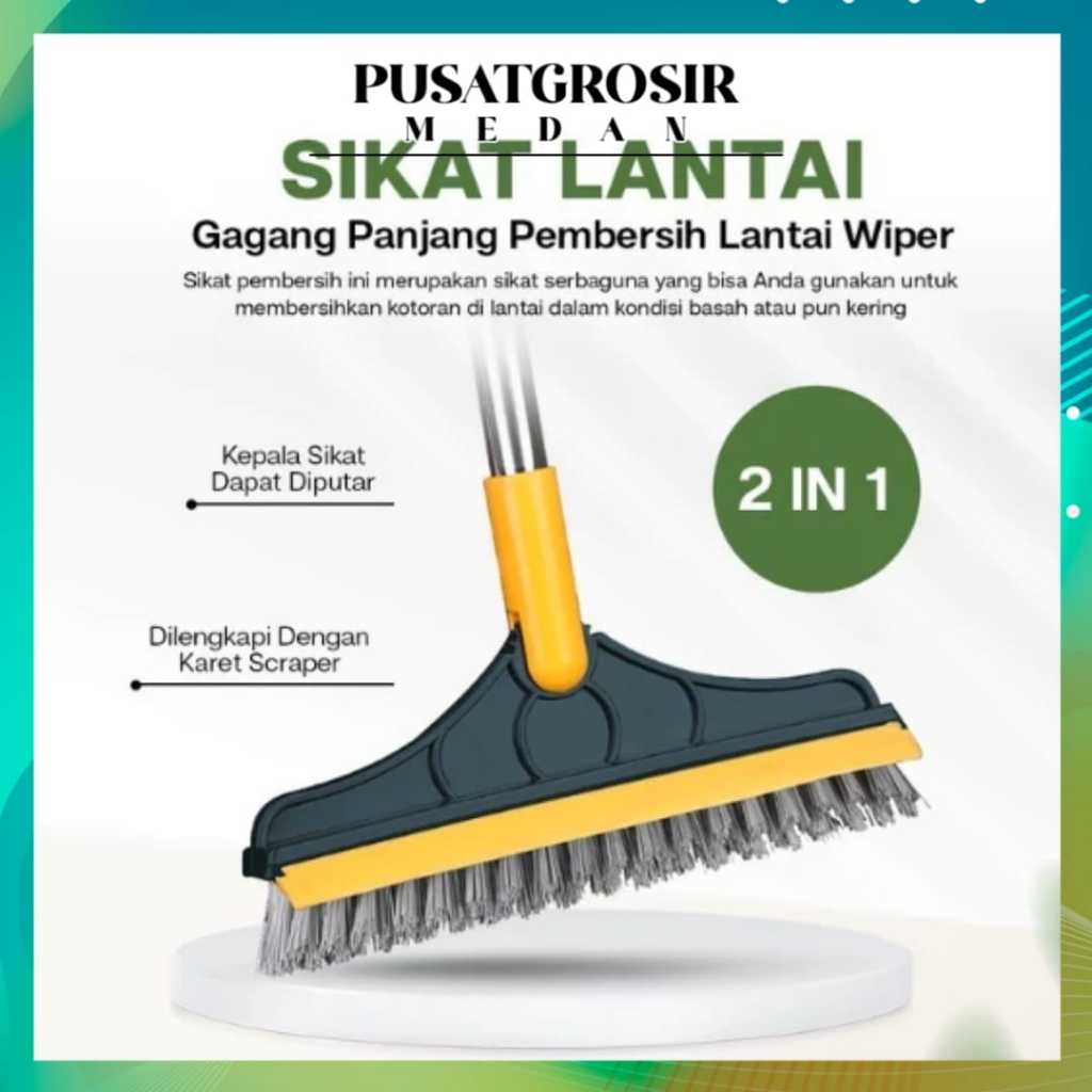Jual SIKAT LANTAI PEMBERSIH KAMAR MANDI 2 IN 1 / SIKAT SAPU DORONG ...