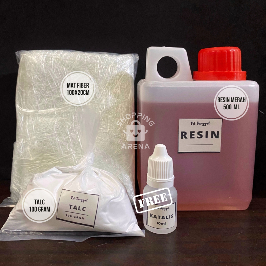 Jual Paket Resin 500gr Merah Komplit Polyester Type 108 Fiberglass Mika ...