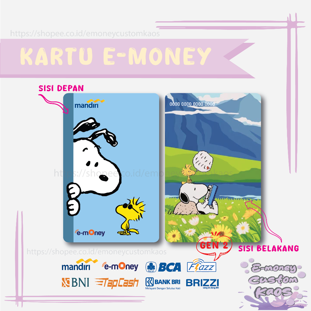 Jual KARTU EMONEY SNOOPY WOODSTOCK ANIME ANJING MANDIRI FLAZZ BCA GEN 2 ...