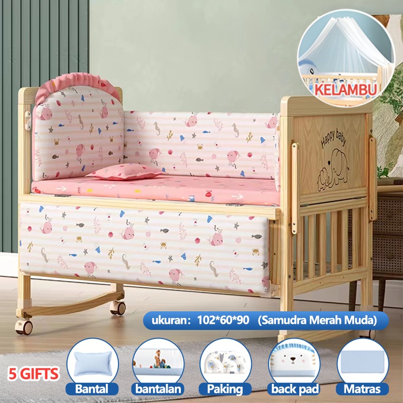Jual Tempat Tidur Bayi Tempat Tidur Kayu Solid Multifungsi Tempat Tidur ...