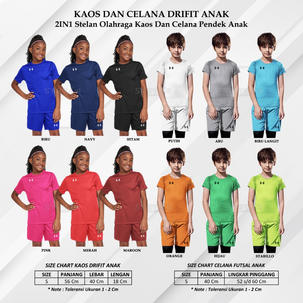 Jual 2IN1 PAKET STELAN BAJU JERSEY ANAK KAOS DRYFIT CELANA KOLOR PENDEK ...