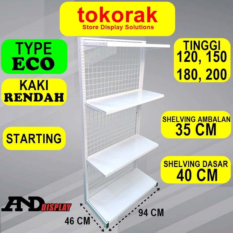 Jual RAK GONDOLA MINIMARKET SINGLE STARTING ECO KR 40 / 35 CM AMBALAN ...