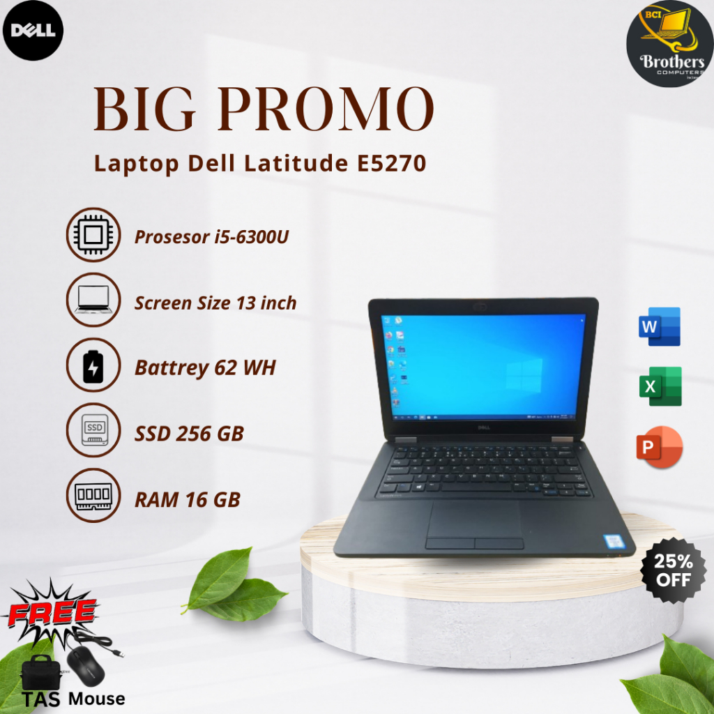 Jual LAPTOP DELL LATITUDE E5270 CORE I5-6300U GEN/RAM 16 GB/SSD 256 GB ...