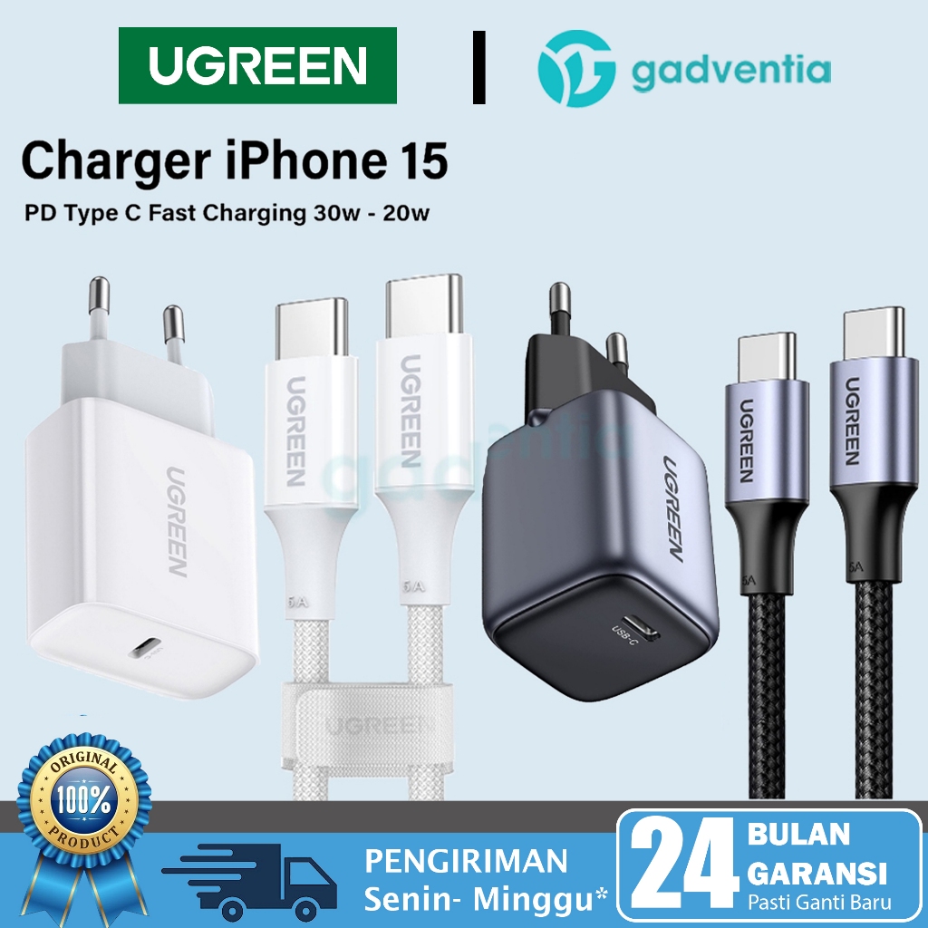 Jual UGREEN Adapter Charger Set iPhone 15 Series Ipad Pro PD With Kabel ...