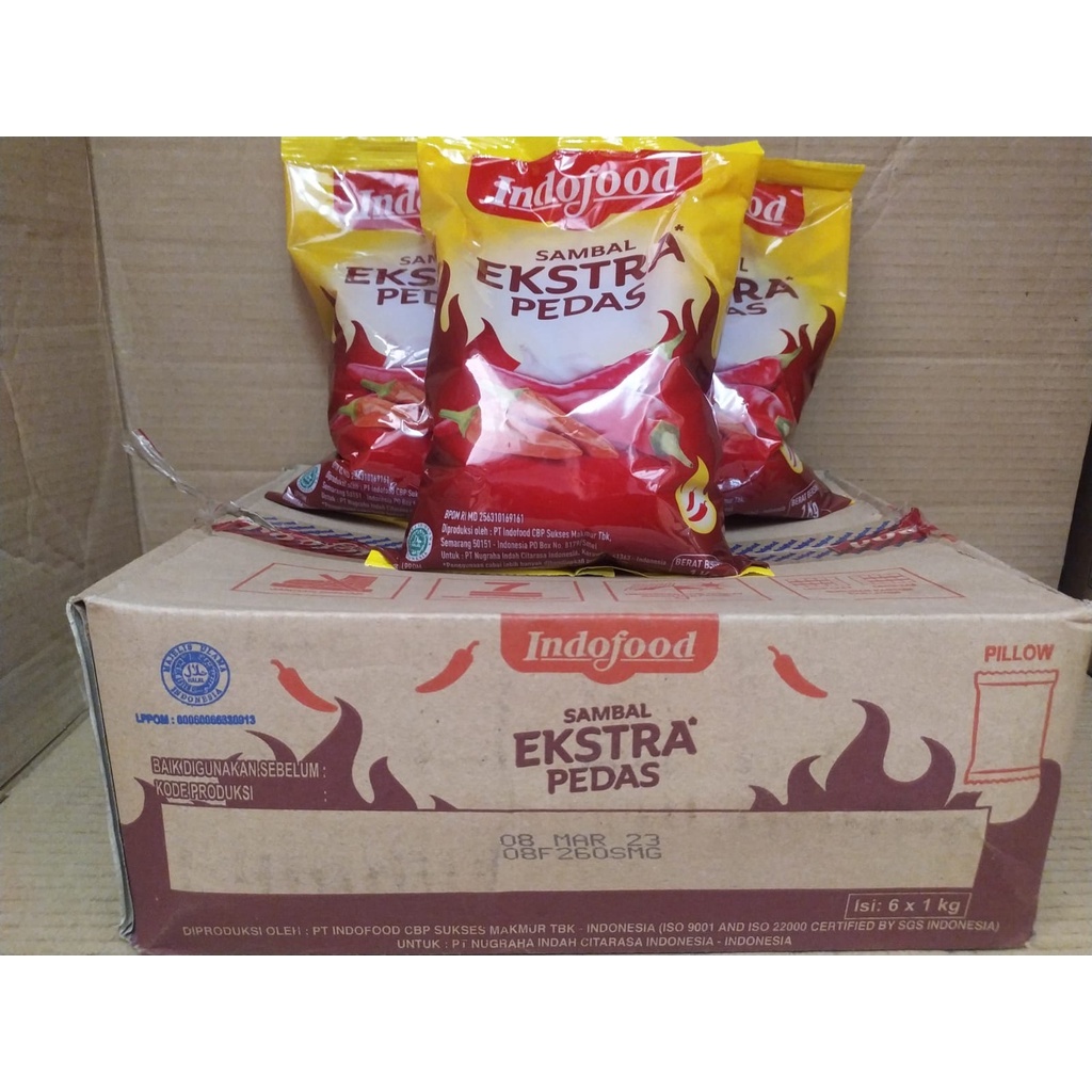 Jual Indofood Sambal Extra Pedas Pillow 1kg | Shopee Indonesia