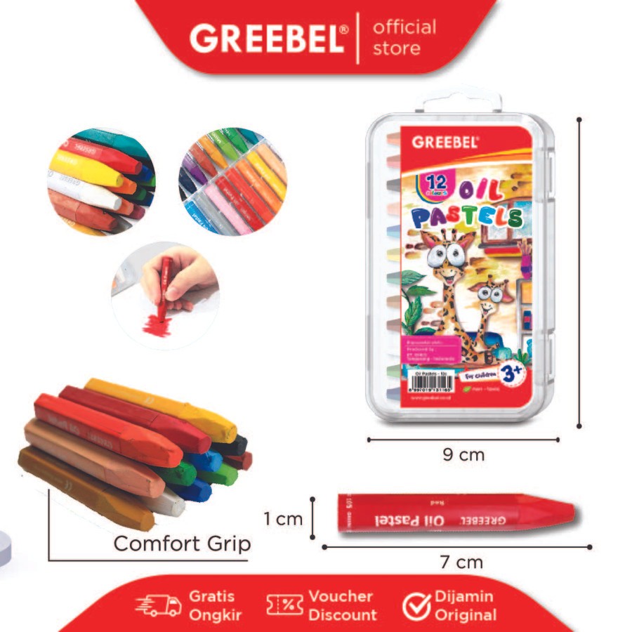 Jual GREEBEL OIL PASTEL / CRAYON GREEBEL 12 WARNA | Shopee Indonesia