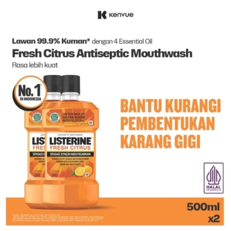 Jual Listerine Fresh Citrus Antiseptic Mouthwash 500ml | Shopee Indonesia