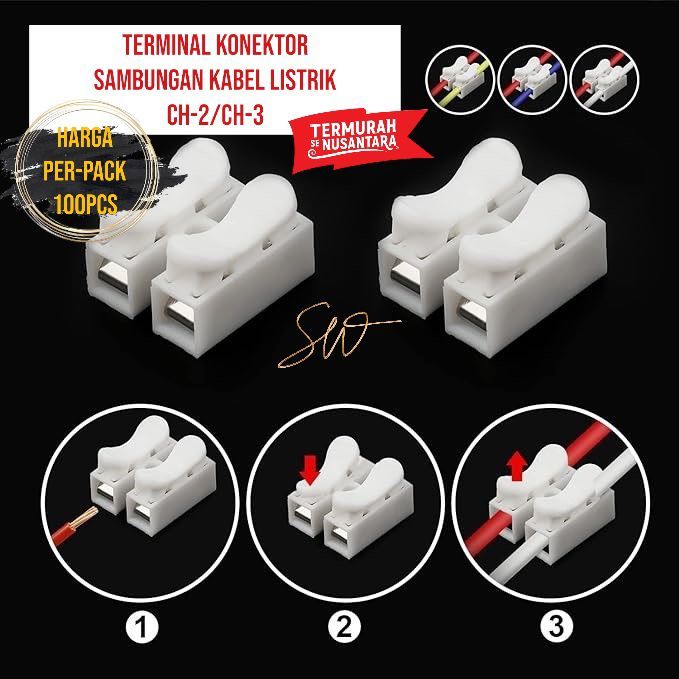 Jual Quick Connect 2 Wire Connector Spring Terminal Socket Sambungan ...