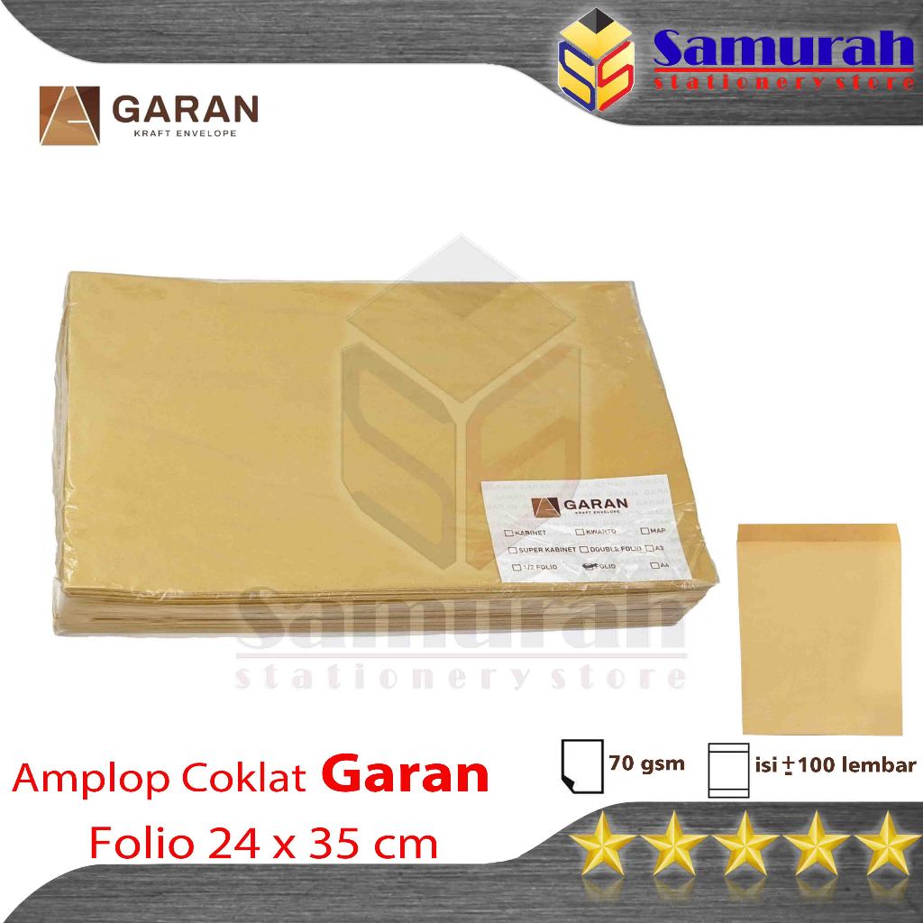 Jual Amplop Kertas Coklat GARAN Ukuran Folio 24 x 35 cm / Amplop ...
