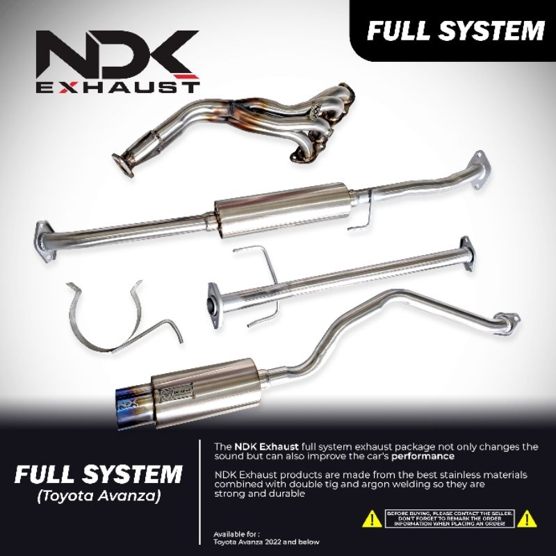 Jual NDK EXHAUST FULLSYSTEM PNP AVANZA,XENIA,RUSH,TERIOS TAHUN 2022 ...