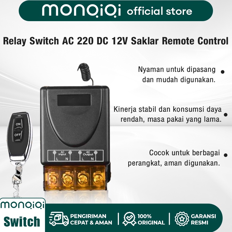 Jual KODE O7Q6 Monqiqi Saklar Remote Control Nirkabel RF 433Mhz AC 22V ...