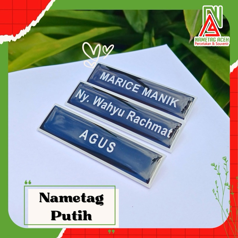 Jual NAMETAG PUTIH / Nama Dada Putih / Papan Nama Resin | Shopee Indonesia