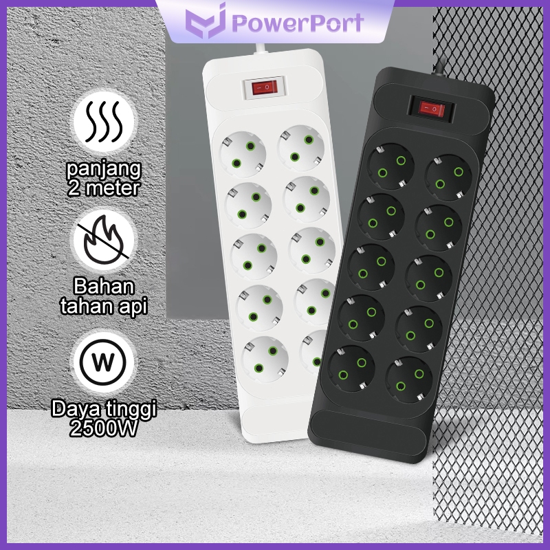 Jual Pulang 2500W Power Strip Power Socket Stop Kontak 2 Meter Original Power Socket 6/8/10 ...