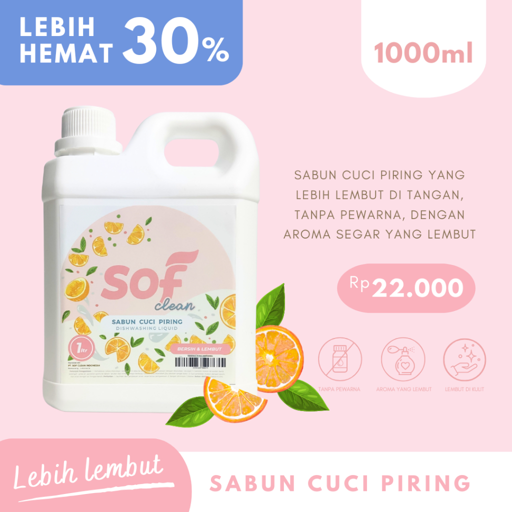 Jual Sof Clean sabun cuci piring 1 liter , sabun pencuci piring yang efektif dan lembut di ...