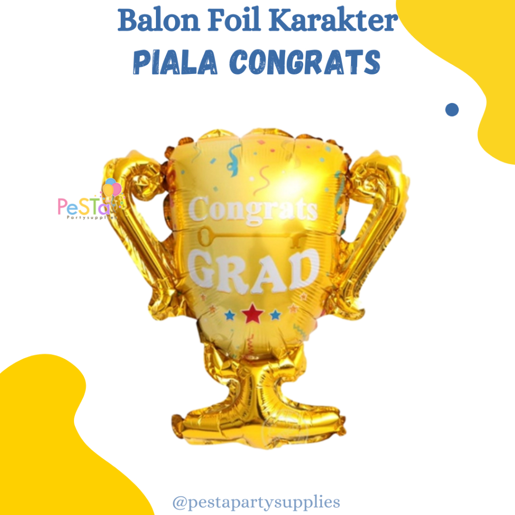Jual Balon Foil Tema Wisuda/Graduation Karakter Piala Congrats Grad ...