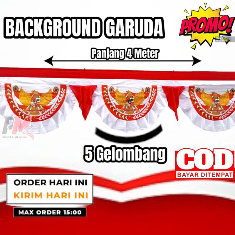 Jual Bendera Background Garuda 5 Gelombang Merah Putih | Shopee Indonesia
