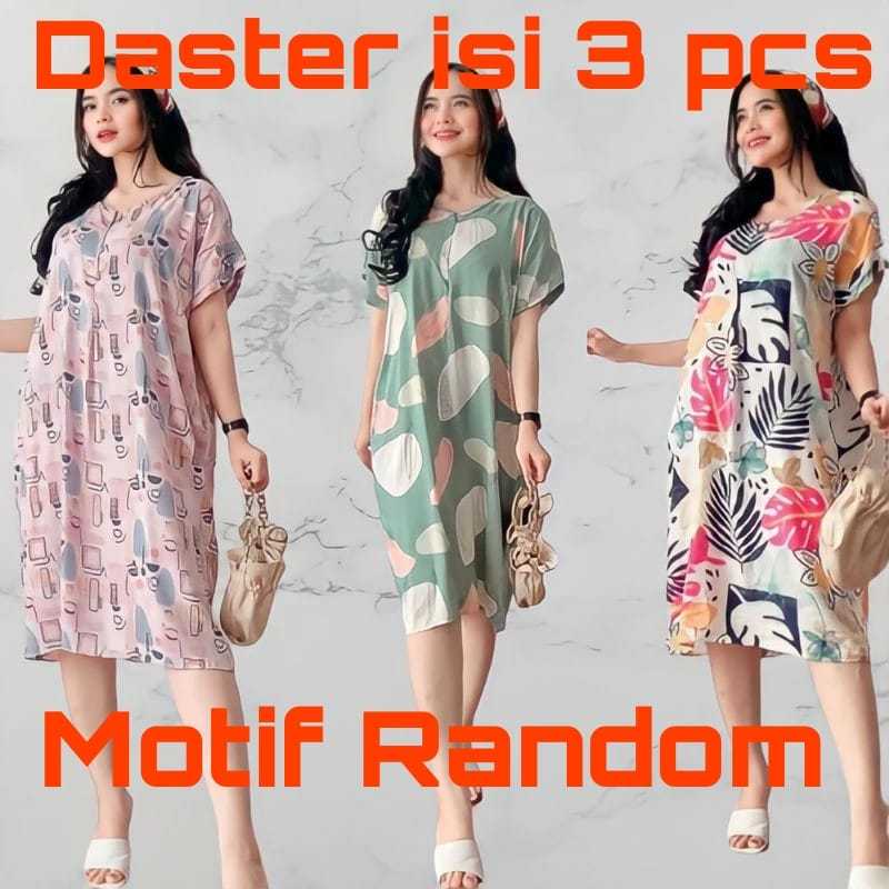 Jual PROMO ISI 3 PCS DASTER WANITA KEKINIAN TERBARU JUMBO PENDEK MOTIP ...