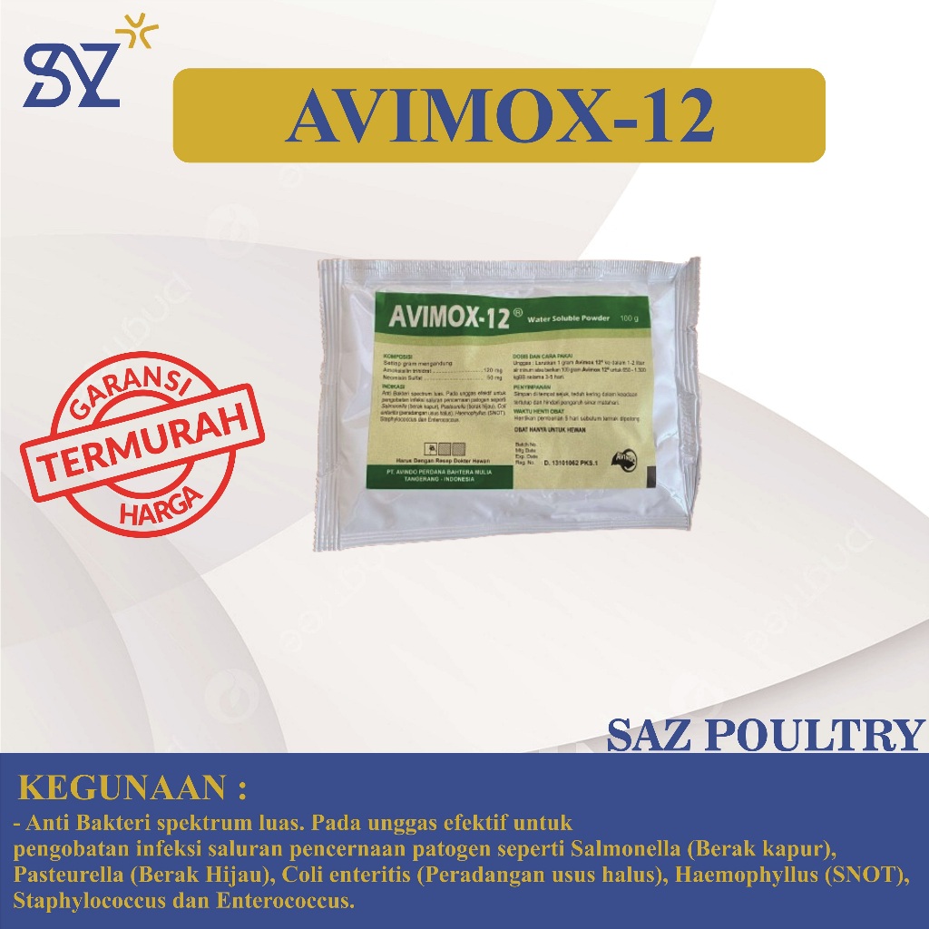 Jual Avimox 12 Obat Snot Berak Kapur Berak Hijau Ayam Unggas Ternak ...