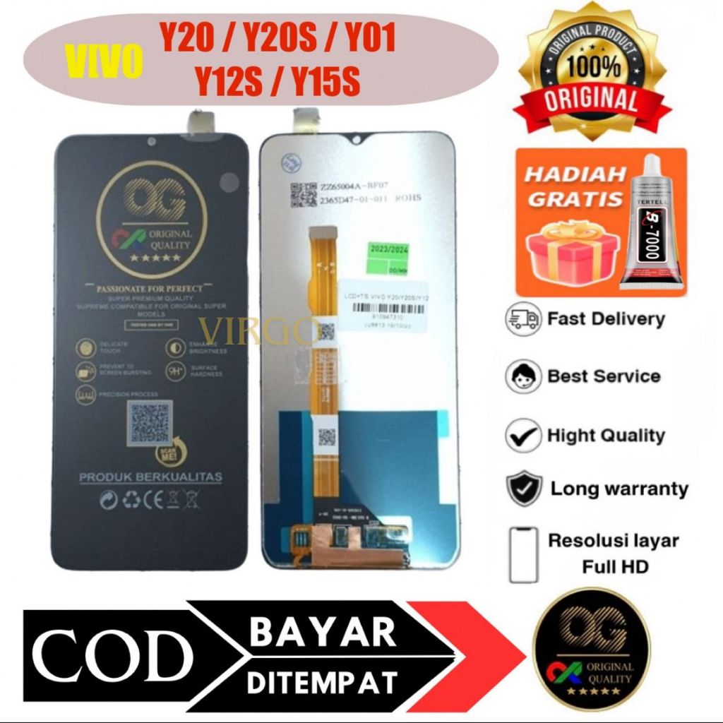 Jual LCD TOUCHSCREEN VIVO Y20 / Y20S / Y01 / Y12S / Y15S ORIGINAL OG fullset free LEM | Shopee ...