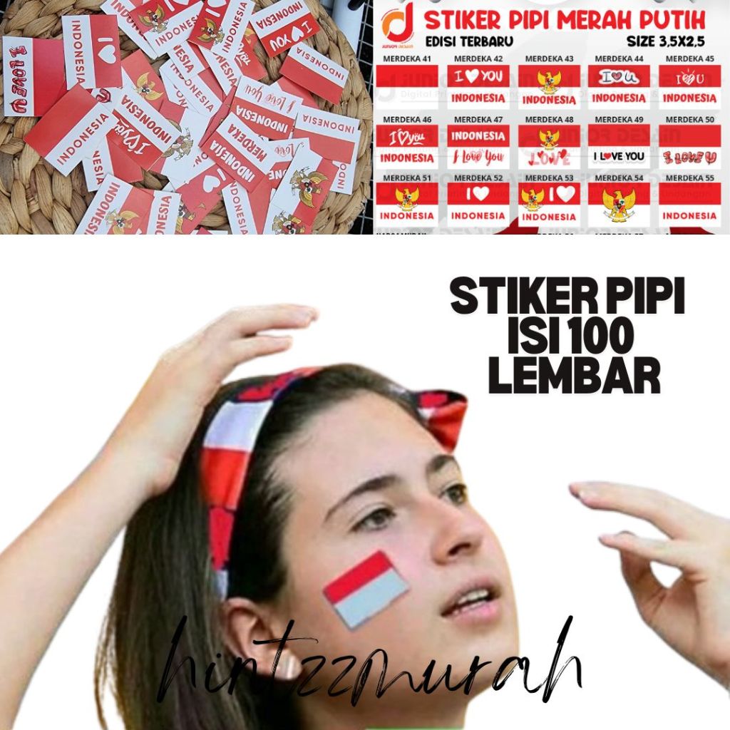Jual [100 pcs] Tempelan Bendera Merah Putih Sticker Pipi HUT RI ...
