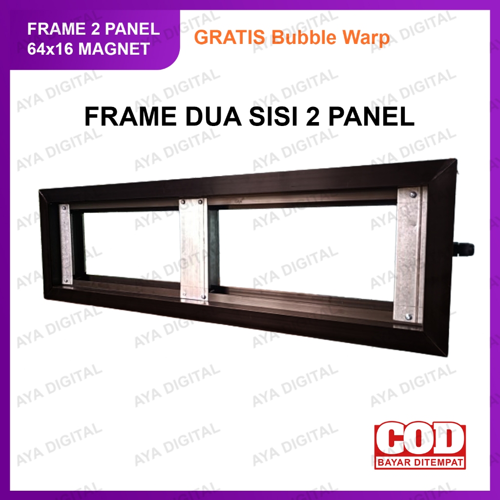 Jual Frame Bingkai Running Text 64x16 2 Panel 2 Sisi Baut Magnet ...