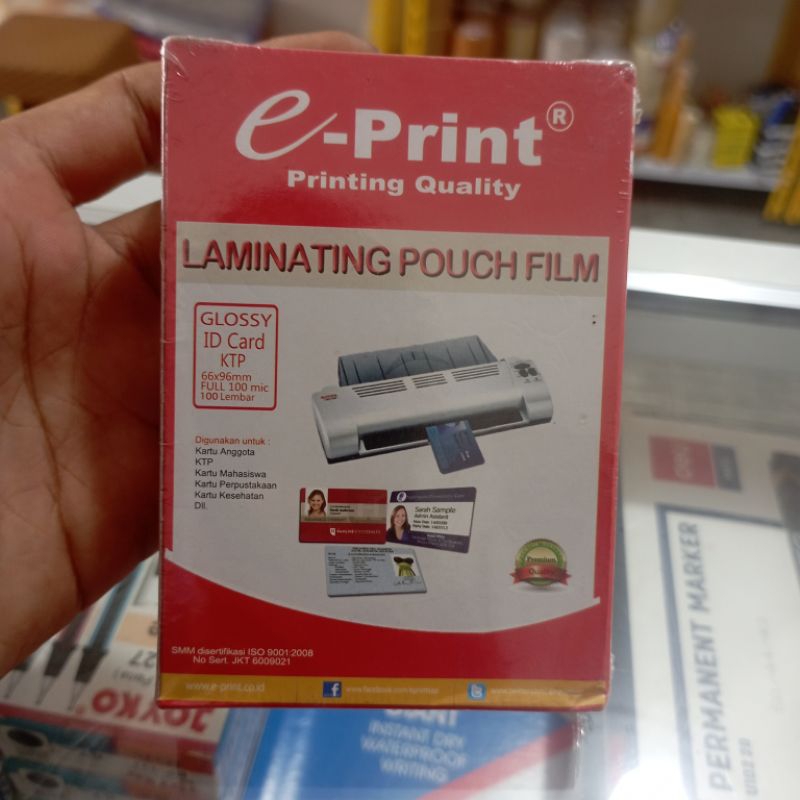 Jual PLASTIK LAMINATING KTP ID CARD 100 MICRONS EPRINT ISI 100 66x99mm | Shopee Indonesia