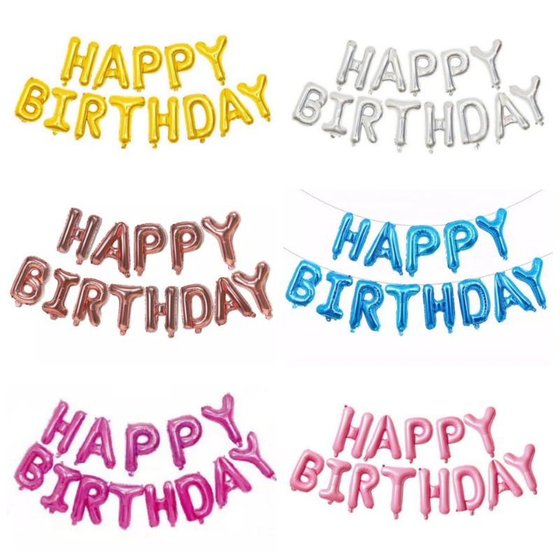 Jual Balon Foil Huruf Happy Birthday set 13 Balon Balon HBD | Shopee ...