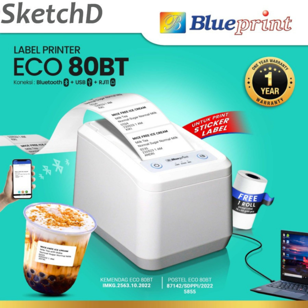 Jual Printer Label Barcode Sticker Resi Kiriman Harga Minuman Blueprint ...