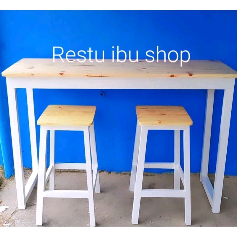 Jual Set meja bar meja makan kayu jati belanda | Shopee Indonesia