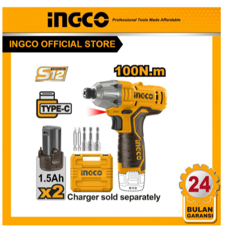 Jual MESIN OBENG CORDLESS IMPACT DRIVER 12V INGCO CIRLI12015 | Shopee ...