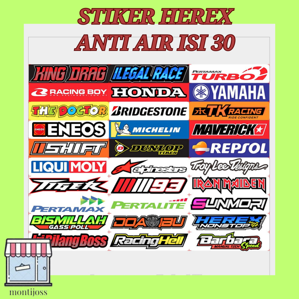 Jual Stiker Herex Anti Air Vynil Racing Pack Isi 30 - King Drag ...