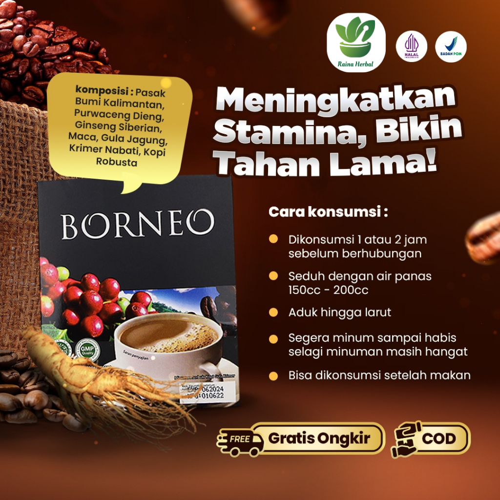 Jual Kopi Borneo Minuman Penambah Stamina Pria Dewasa Isi 5 Sachet | Shopee Indonesia