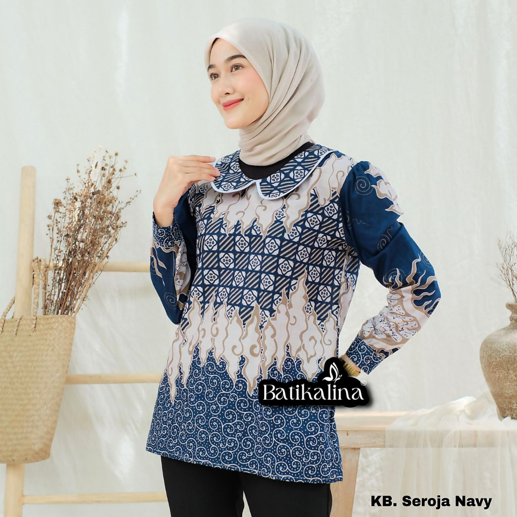 Jual Baju Batik Wanita Modern Atasan Blouse Batik Kerja Kantor Wanita Seragam Batik M L XL XXL ...