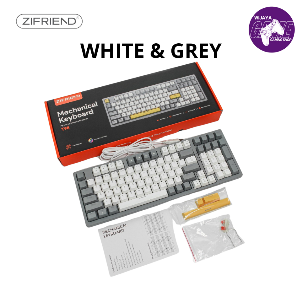 Jual ZIFRIEND T98 Mechanical Gaming Keyboard Red Switch Pluggable 80% ...