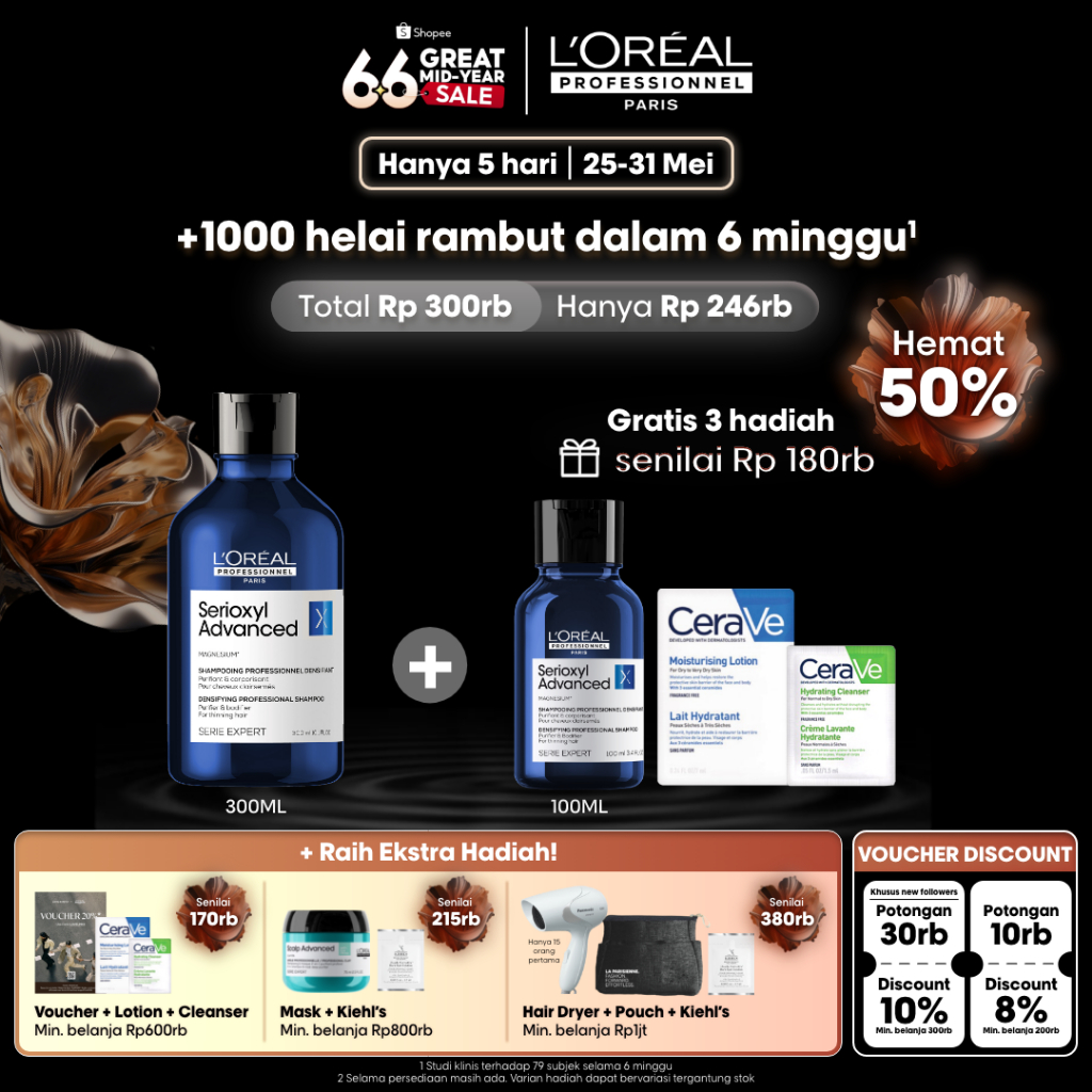 Jual Serioxyl Advanced Shampoo 300ml Untuk Rambut Lebat by L'Oreal ...