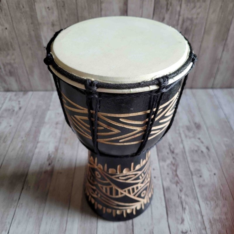 Jual Kendang Jimbe Kecil Djimbe Gendang Anak 30cm Hitam Ukir Motif Unik ...
