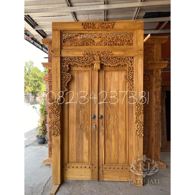 Jual Pintu gebyok ukir minimalis jati premium model solo | Shopee Indonesia