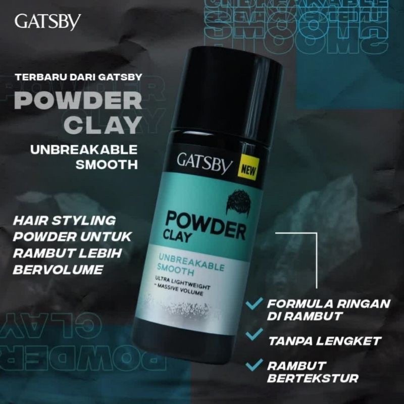 Jual Gatsby Powder Clay Unbreakable Smooth 20 gr hair styling rambut ...