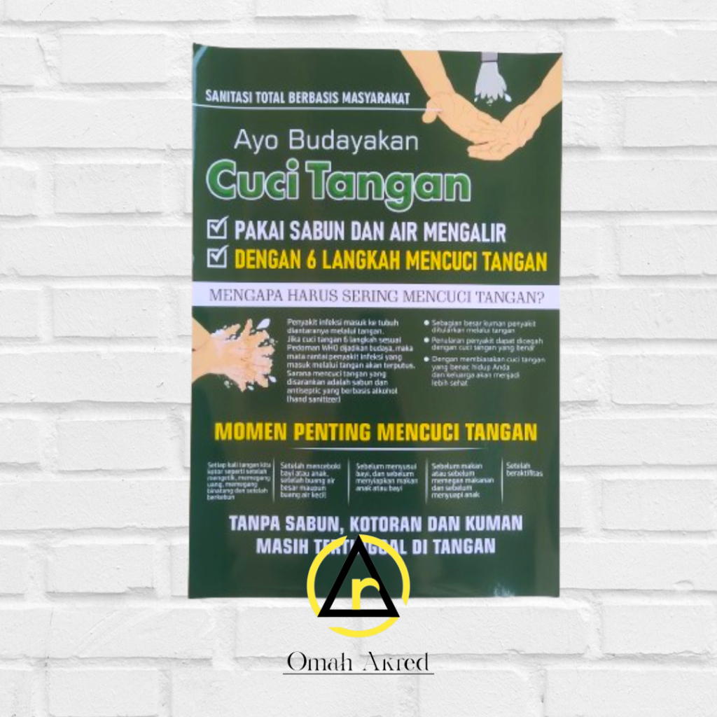 Jual Poster 6 Langkah Cuci Tangan - Poster STBM - Cuci Tangan Rumah ...