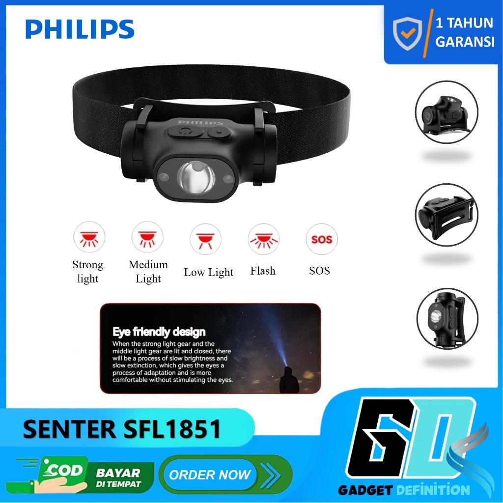 Jual Senter kepala super terang / Philips Senter Kepala LED SFL1851 ...