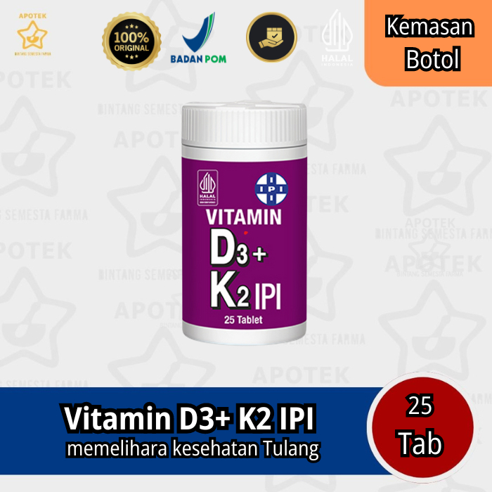 Jual Vitamin D3+ K2 IPI botol 25 TABLET / VITAMIN KESEHATAN TULANG ...