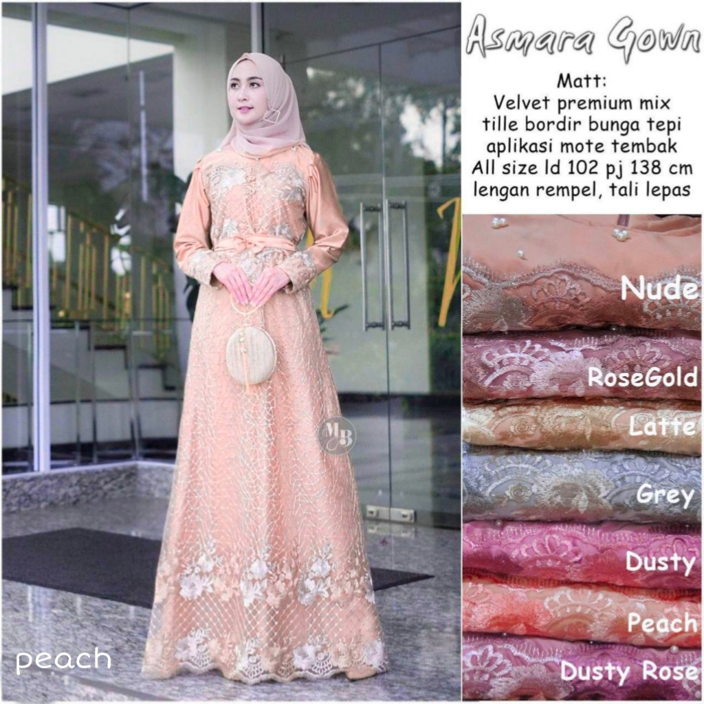 Jual Asmara Dress by Chana | Gamis Pesta Mewah Elegan | Dress Kondangan Jumbo | Gamis Brokat ...