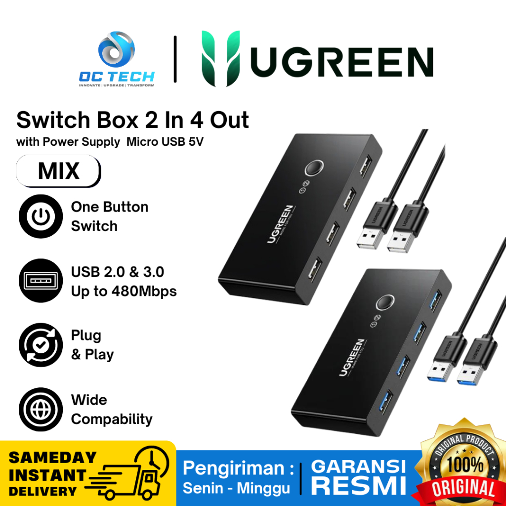 Jual UGREEN USB Hub 2 In 4 Out USB 3.0 USB 2.0 Sharing Switch Box Adapter HUB PC Laptop 4 PORT ...