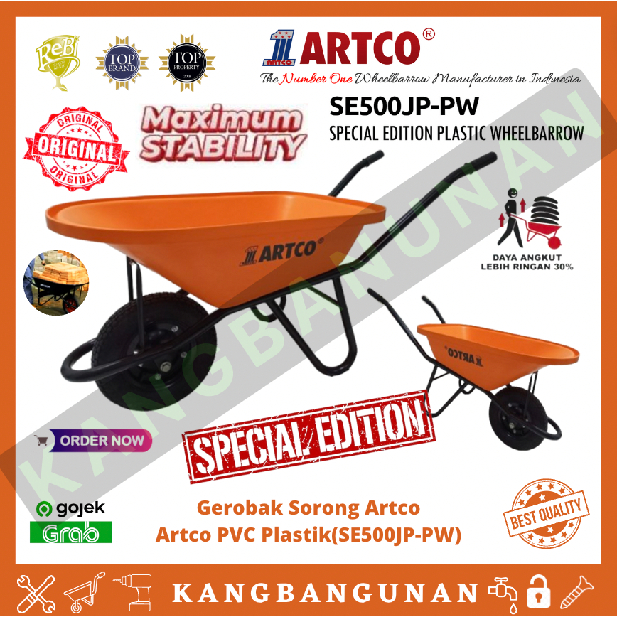 Jual ARTCO Gerobak Sorong Dorong Pasir Cor Artco Sawit Bak Fiber PVC ...