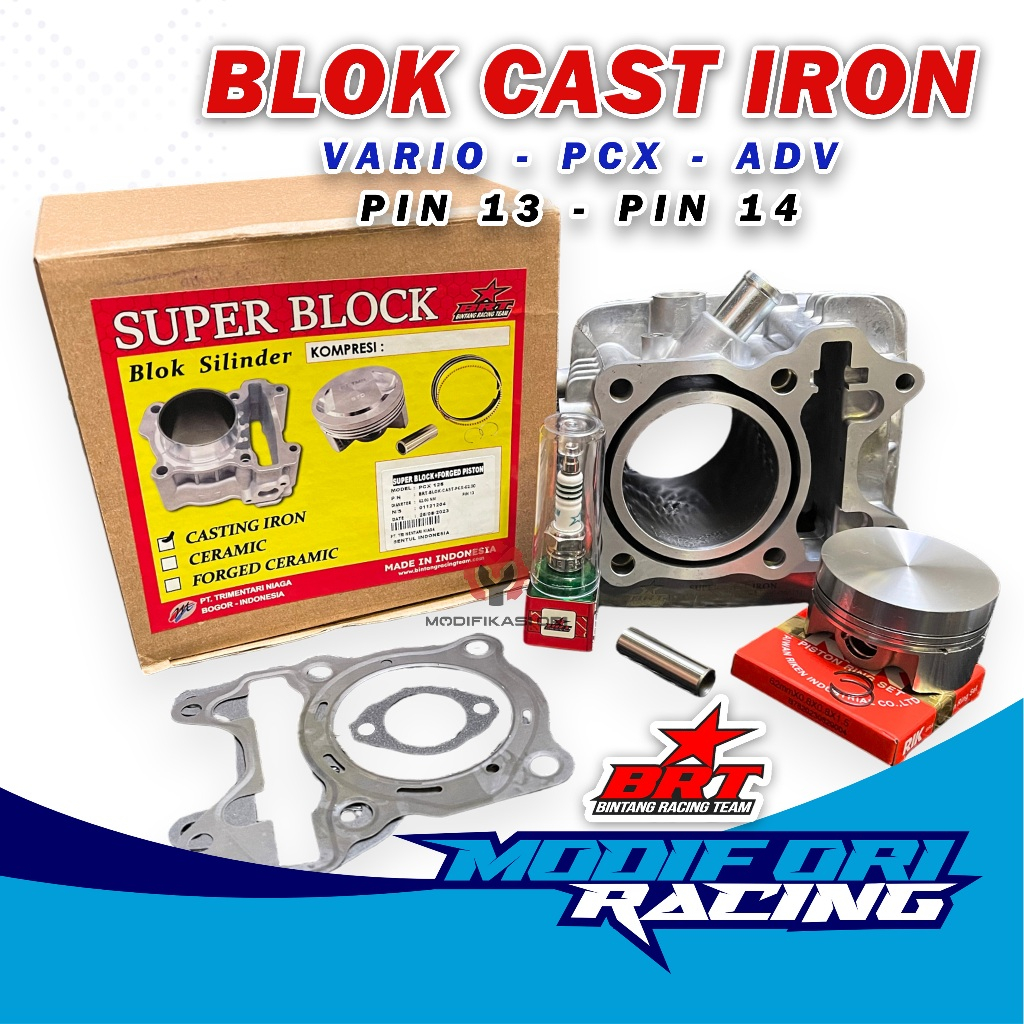 Jual BLOK CAST IRON FORGED PISTON BRT VARIO 150 125 PCX ADV 150 PIN 14 ...