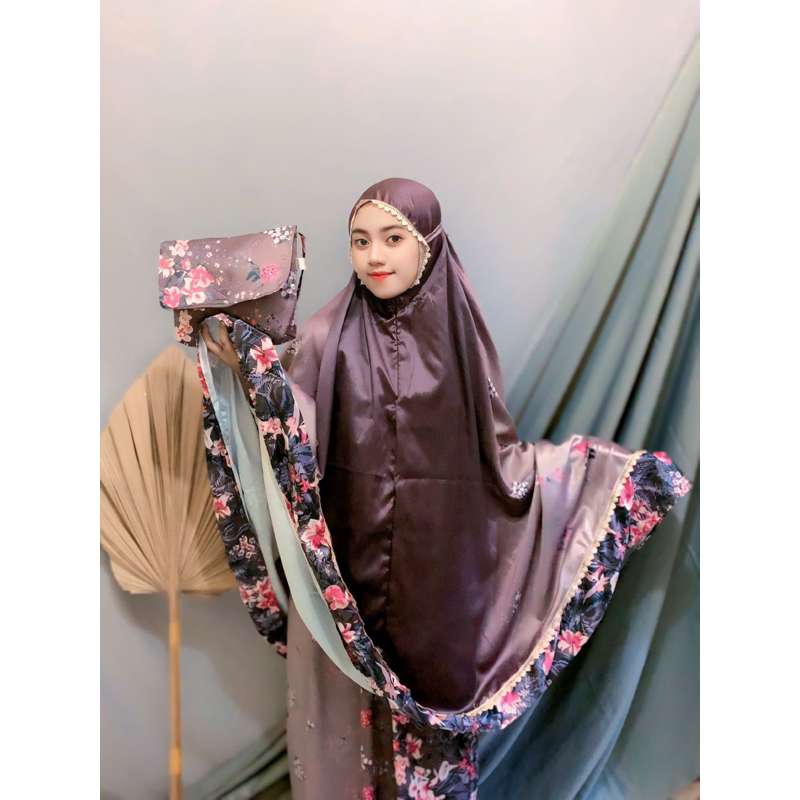Jual MUKENA DEWASA GRADASI MOTIF BUNGA RENDA GIPER 2in1 FREE TAS | Shopee Indonesia