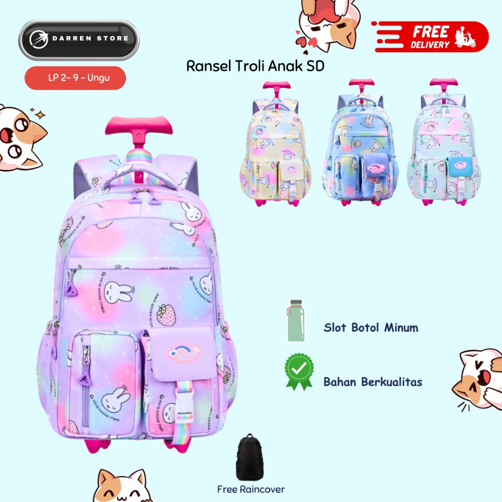 Jual Ransel Troli Anak Cewek Givada LP 2-9 - Tas Trolly Perempuan SD 18 inch Terbaru Anti Air ...