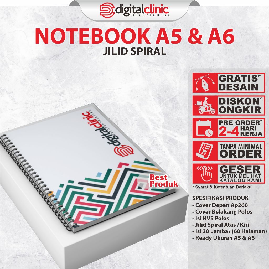 Jual Blocknote Notobook Custom A5 A6 Isi 30 Lembar Polos / Bergaris | Shopee Indonesia