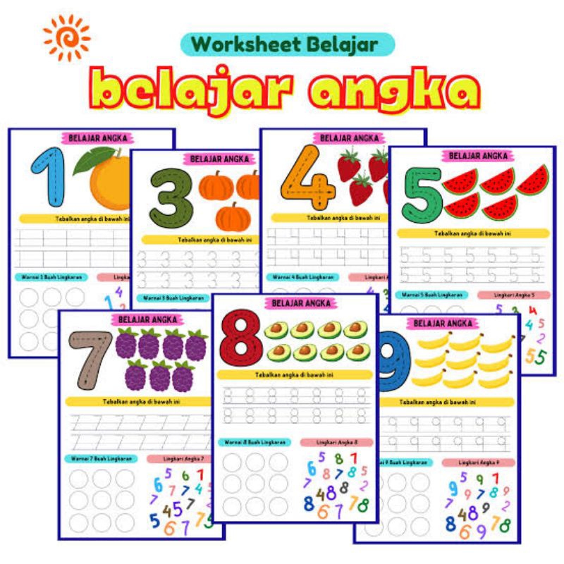 Jual Printout Worksheet A4/A5 ANGKA anak Paud/TK | Shopee Indonesia